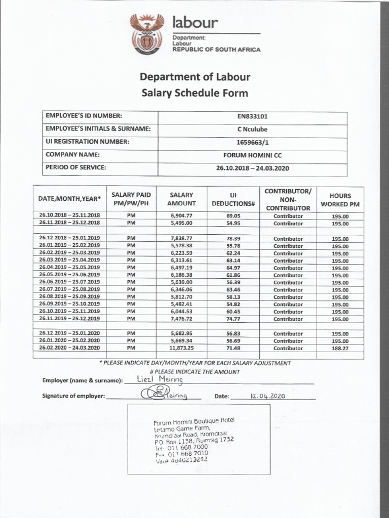Department Of Labour Salary Schedule Form 2023 - Printable Forms Free ...