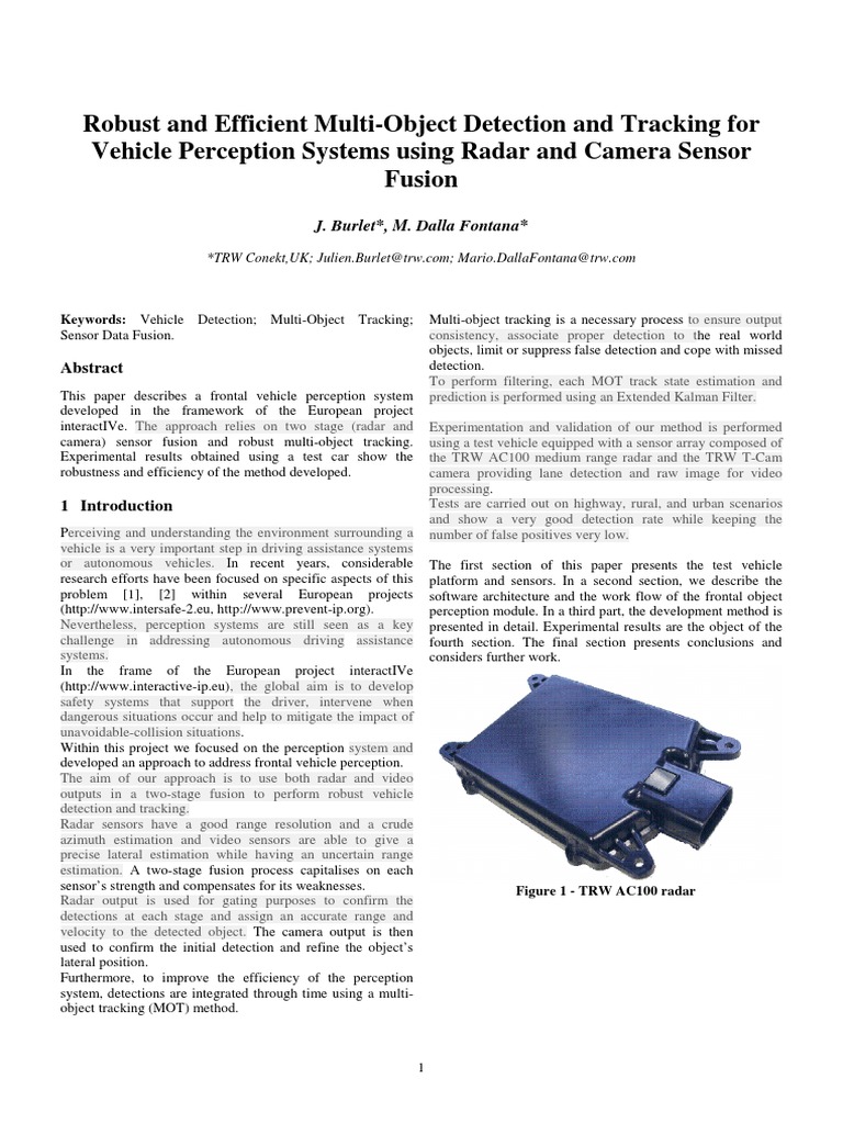 Robust And Efficient Multi Object Detection And Tracking For Vehicle