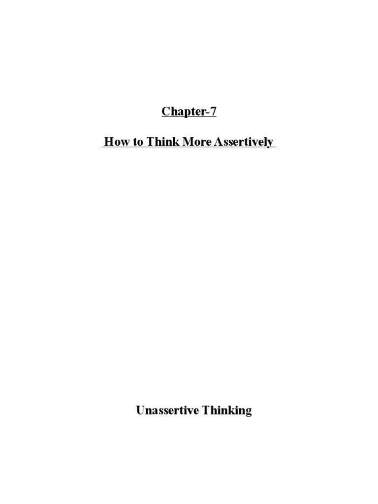 Chapter-7 How To Think More Assertively | PDF | Thought | Cognitive ...