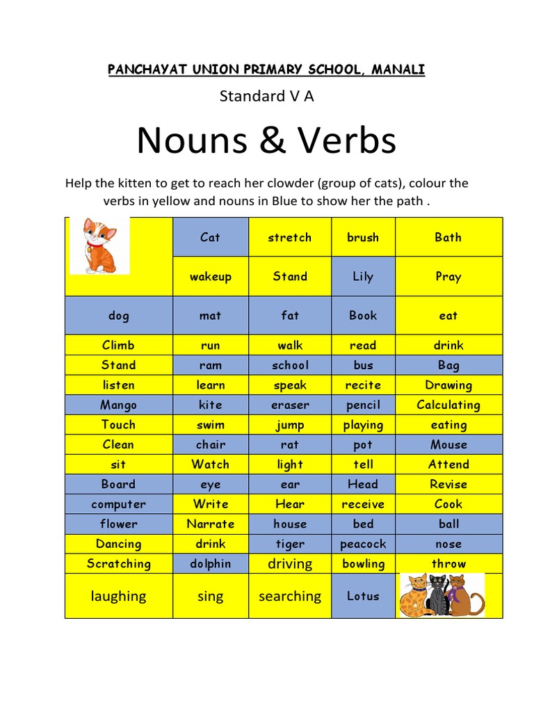 Nouns & Verbs: Standard V A | PDF