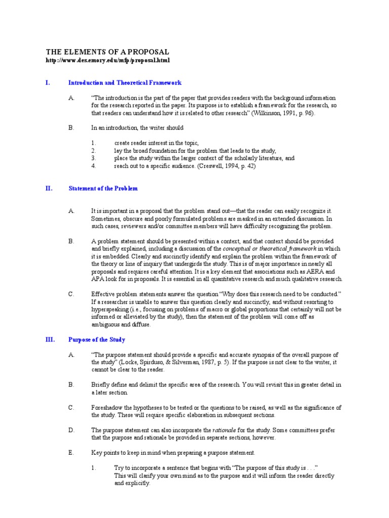 The Elements of A Proposal | PDF | Hypothesis | Scientific Method