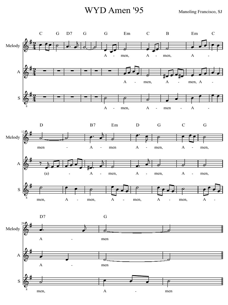 WYD Amen '95 Chords and Lyrics | PDF