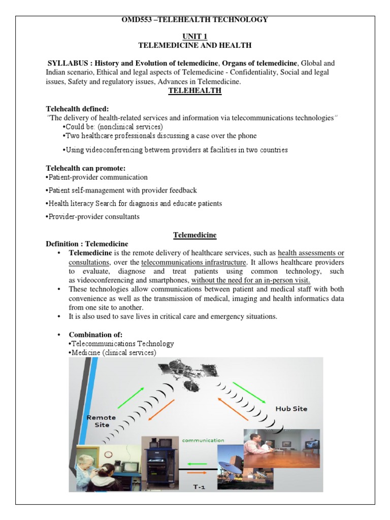 Unit 1 - Telehealth | PDF | Health Care | Medicine