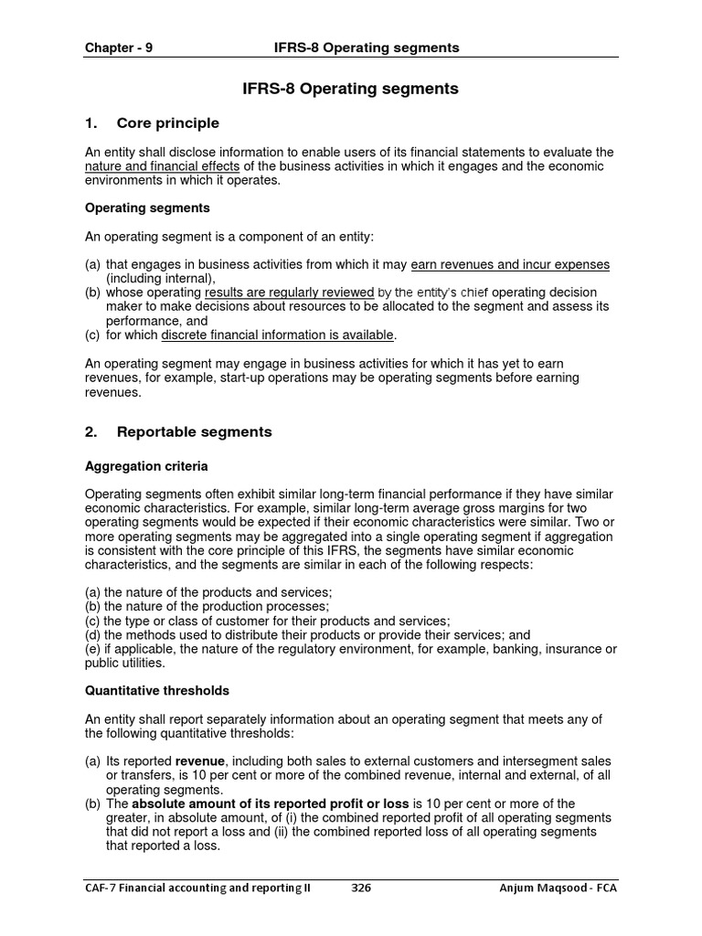 IFRS-8 Operating Segments: 1. Core Principle | PDF | Financial Accounting | Depreciation