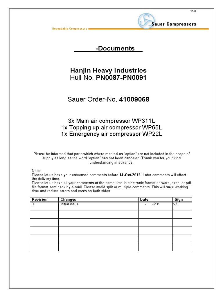 Finals Hanjin Hull PN0087-0091 Air Compressor 41009068 | PDF | Valve ...