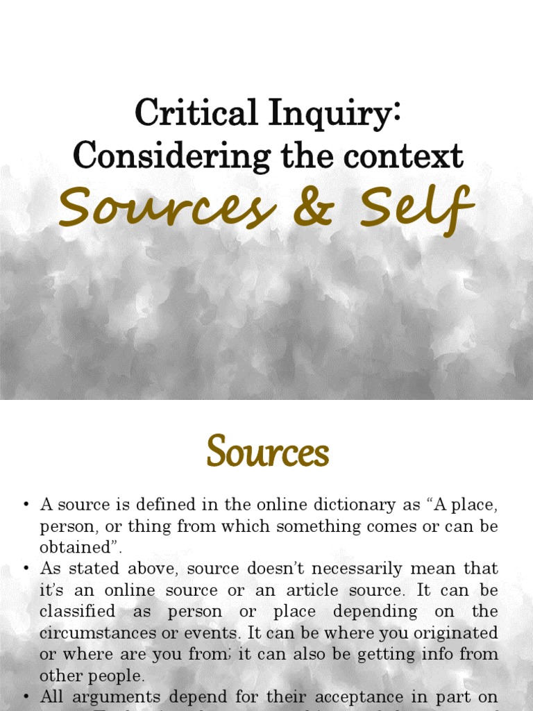 Critical Inquiry: Considering The Context: Sources & Self | PDF ...