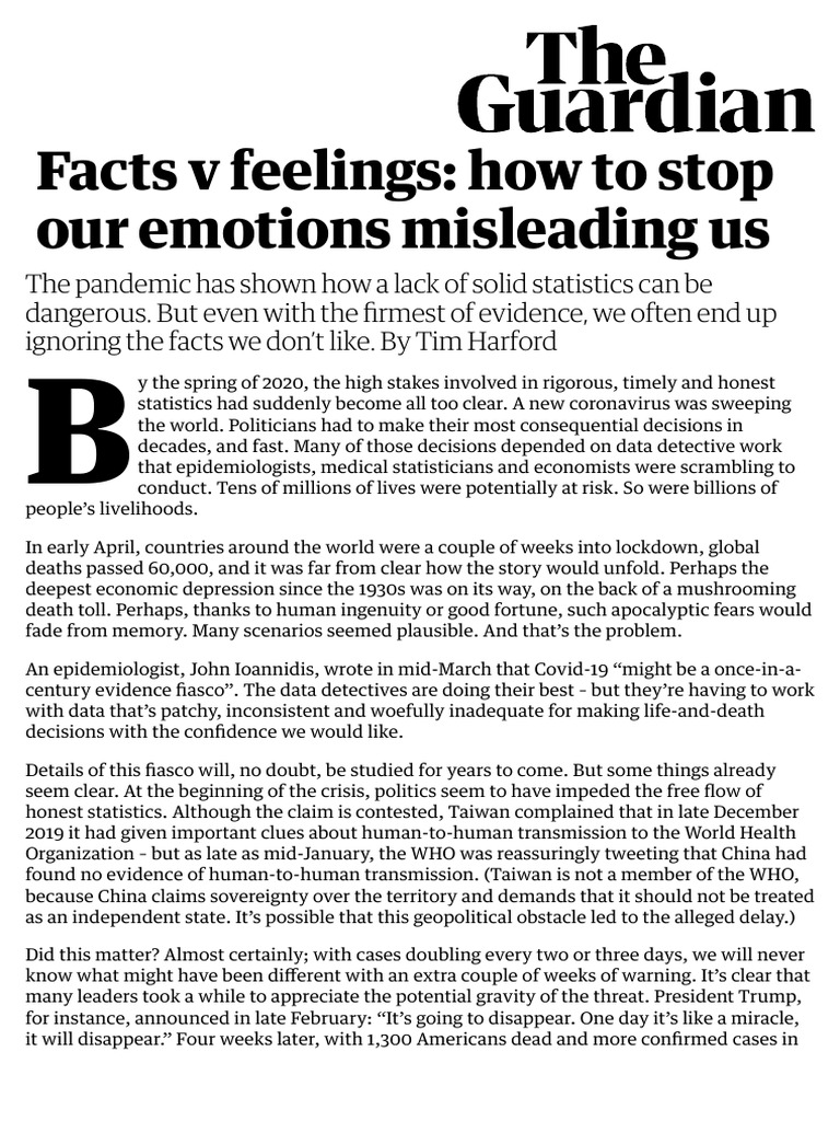 Facts V Feelings: How To Stop Our Emotions Misleading Us - Science ...