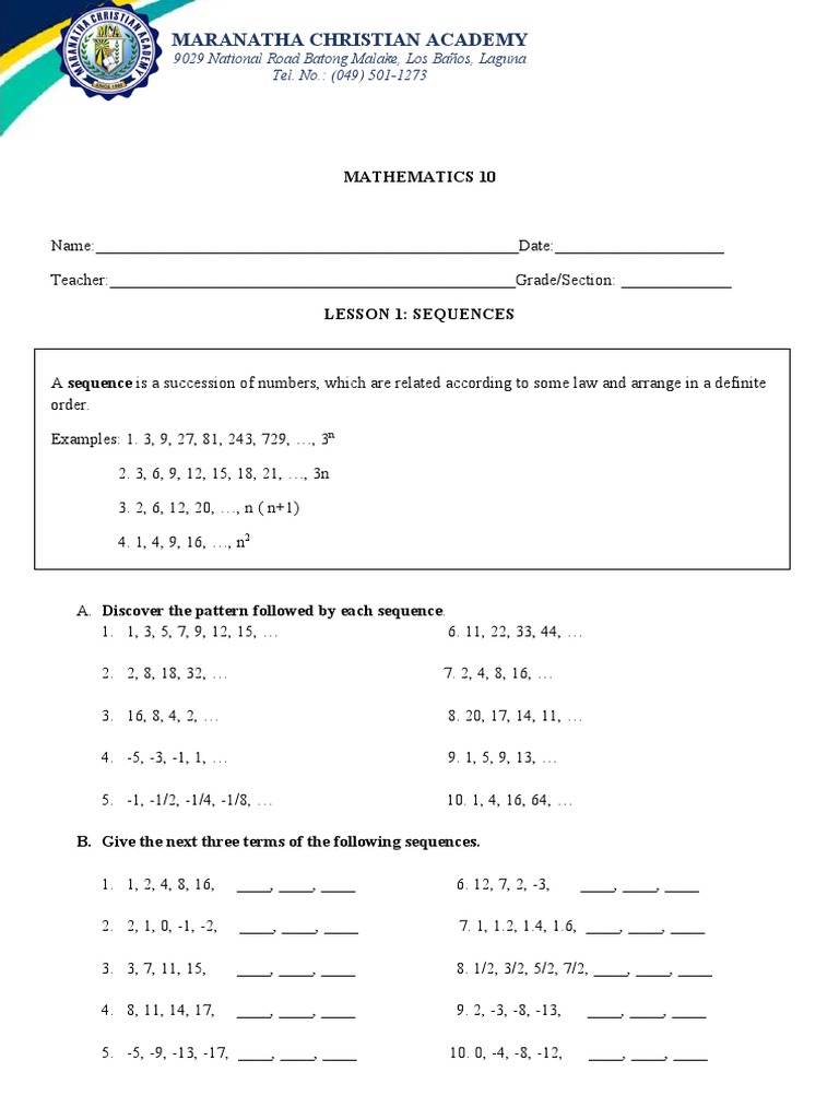 Math10 Activity1 Q1 | PDF