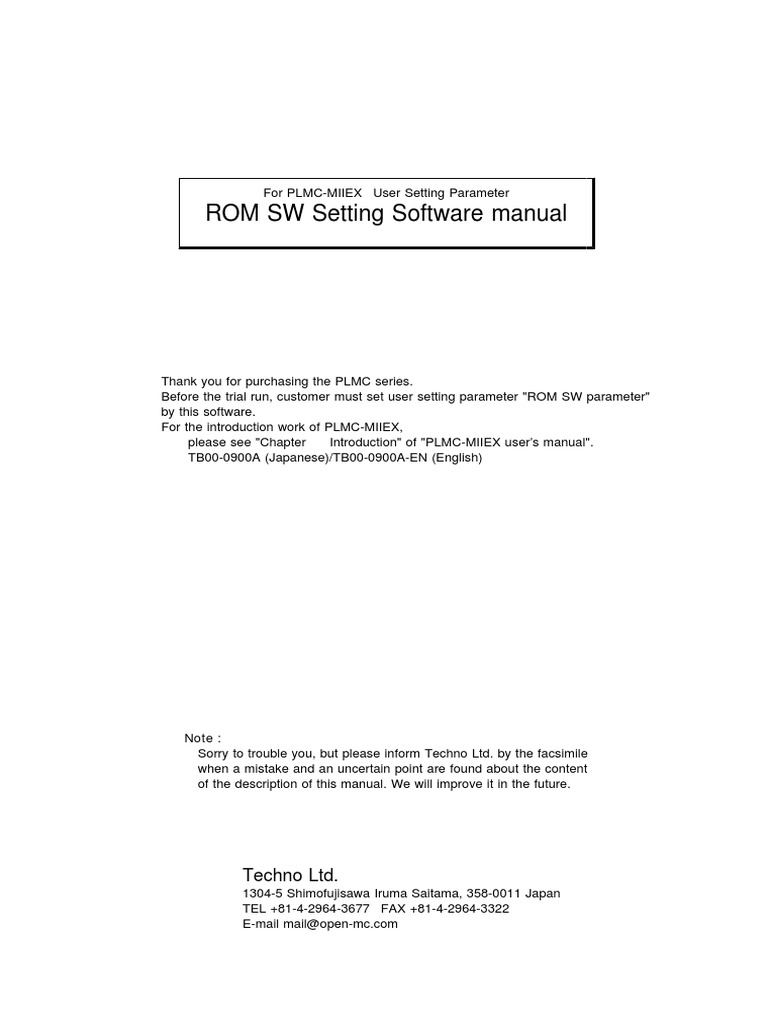 PLMC-MIIEX ROM SW Setting Manual | PDF | Input/Output | Parameter ...