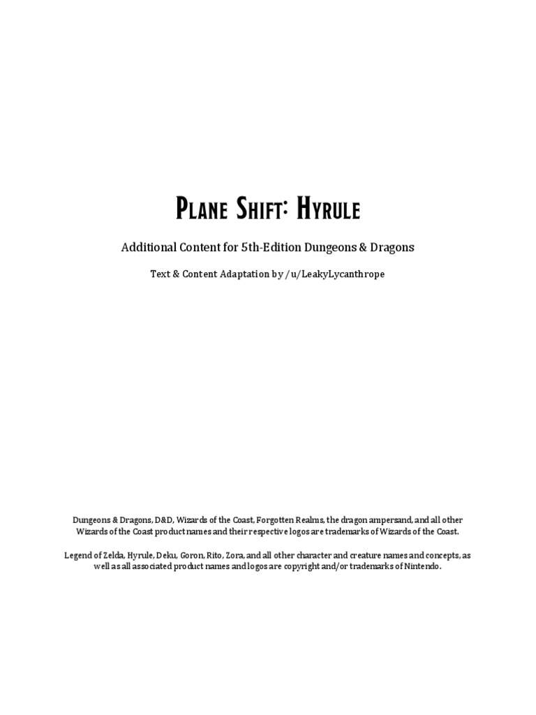 Plane Shift: Hyrule: Additional Content For 5th-Edition Dungeons ...