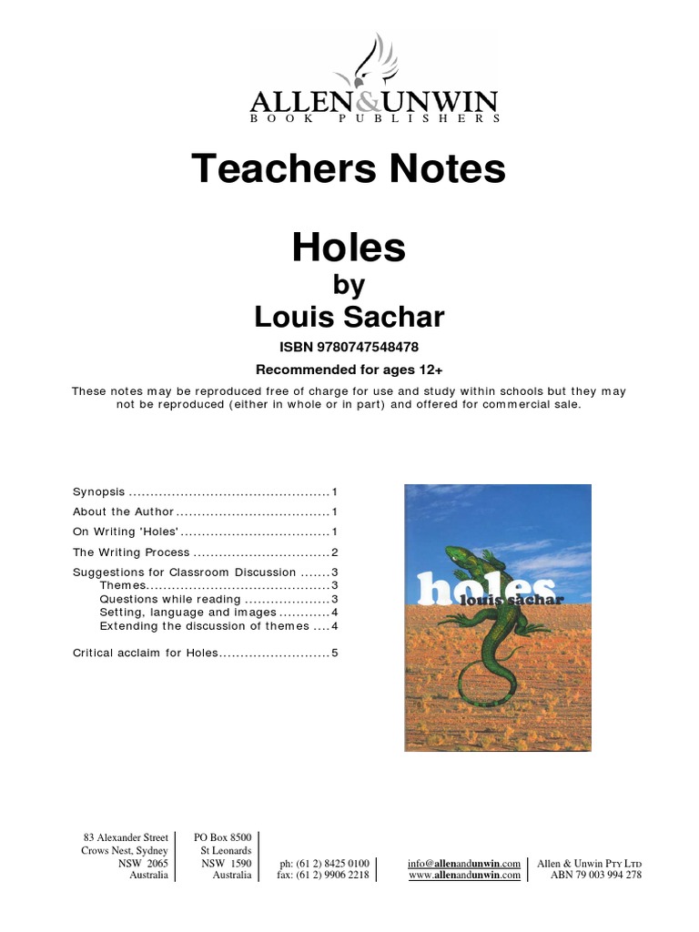 Teachers Notes Holes: Louis Sachar | PDF | Books