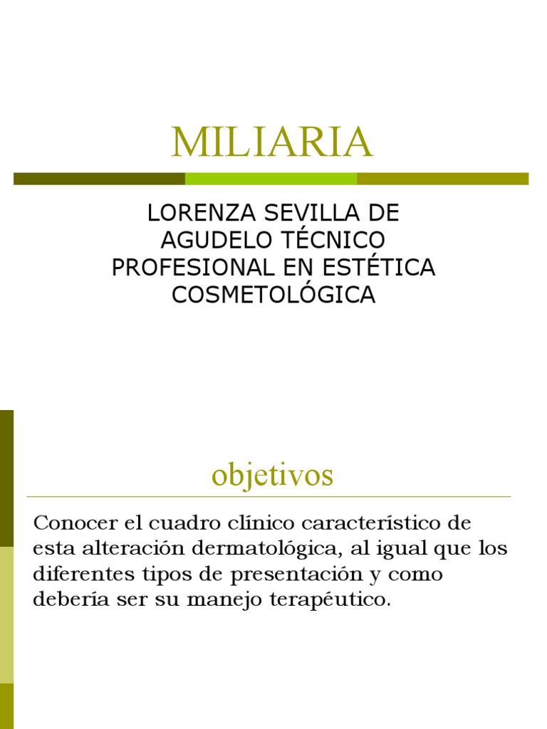 Miliaria: Diagnóstico y Tratamiento | PDF | Medicina | Enfermedades y ...