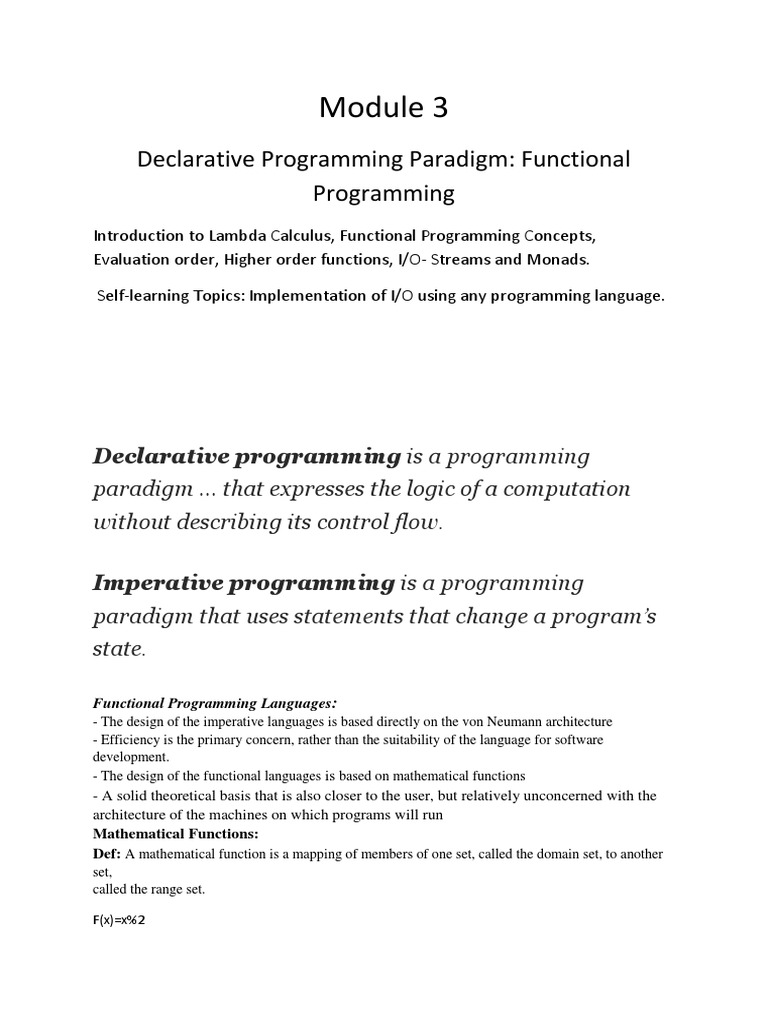 Declarative Programming Paradigm: Functional Programming | Download Free PDF | Functional ...