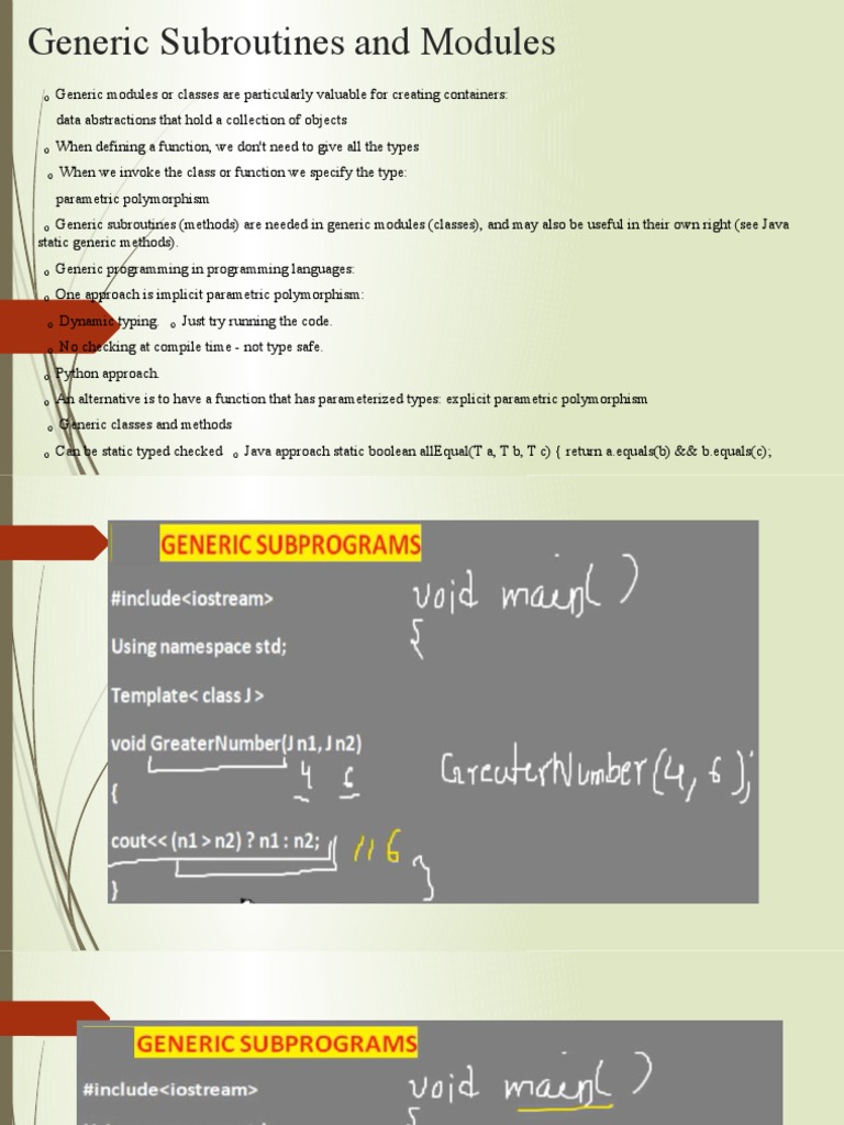 1.4generic Subroutines and Modules | PDF | Method (Computer Programming ...