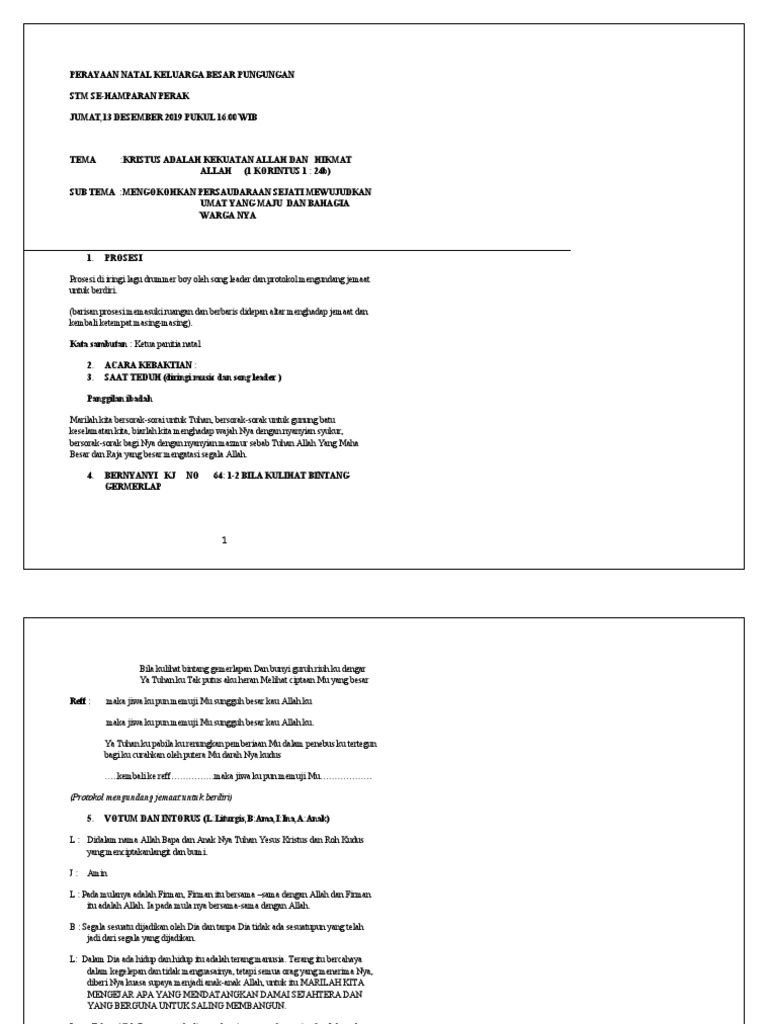 Susunan Acara Perayaan Natal STM | PDF