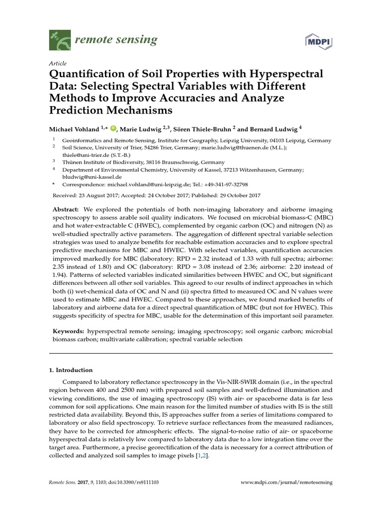 Remote Sensing | Download Free PDF | Cross Validation (Statistics) | Soil