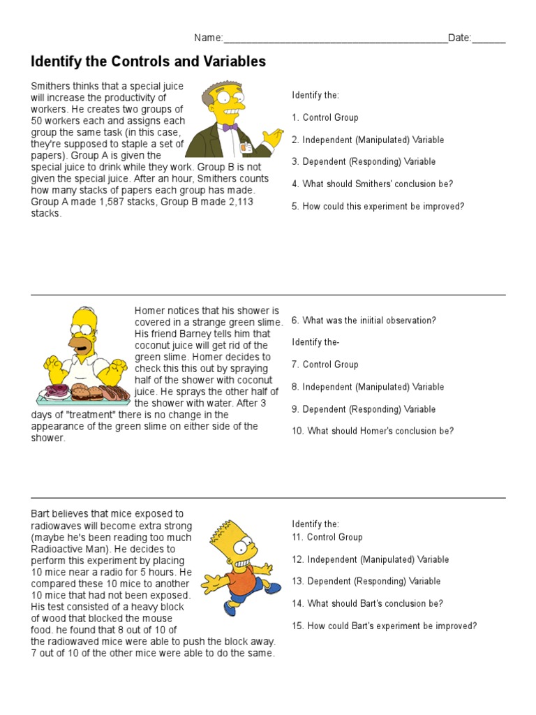 Identify The Controls and Variables PDF | PDF | Experiment