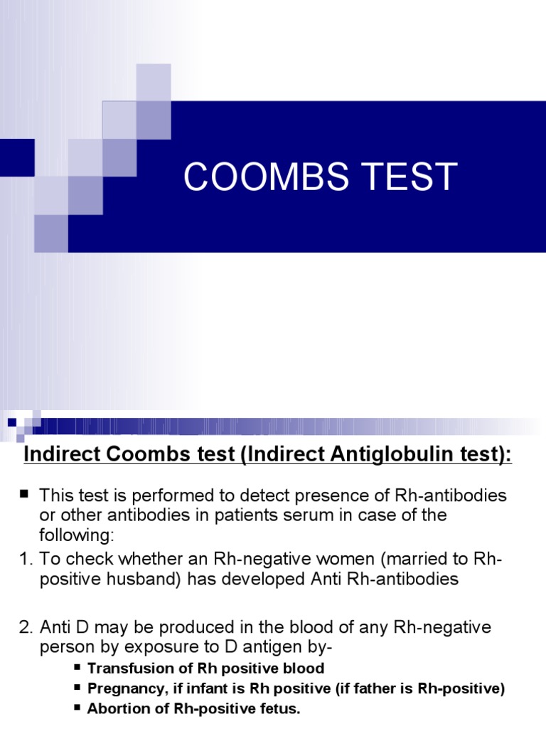 Coombs Test Procedures and Interpretations | PDF | Blood | Animal Anatomy