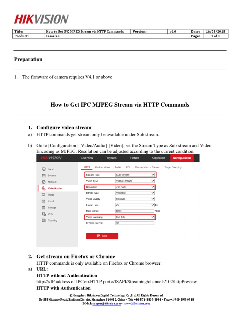 How To Get Ipc Mjpeg Stream Via Commands Pdf Hypertext Transfer Protocol Internet