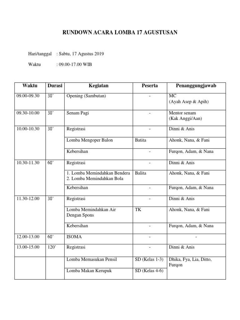 Rundown Acara 17an PDF | PDF