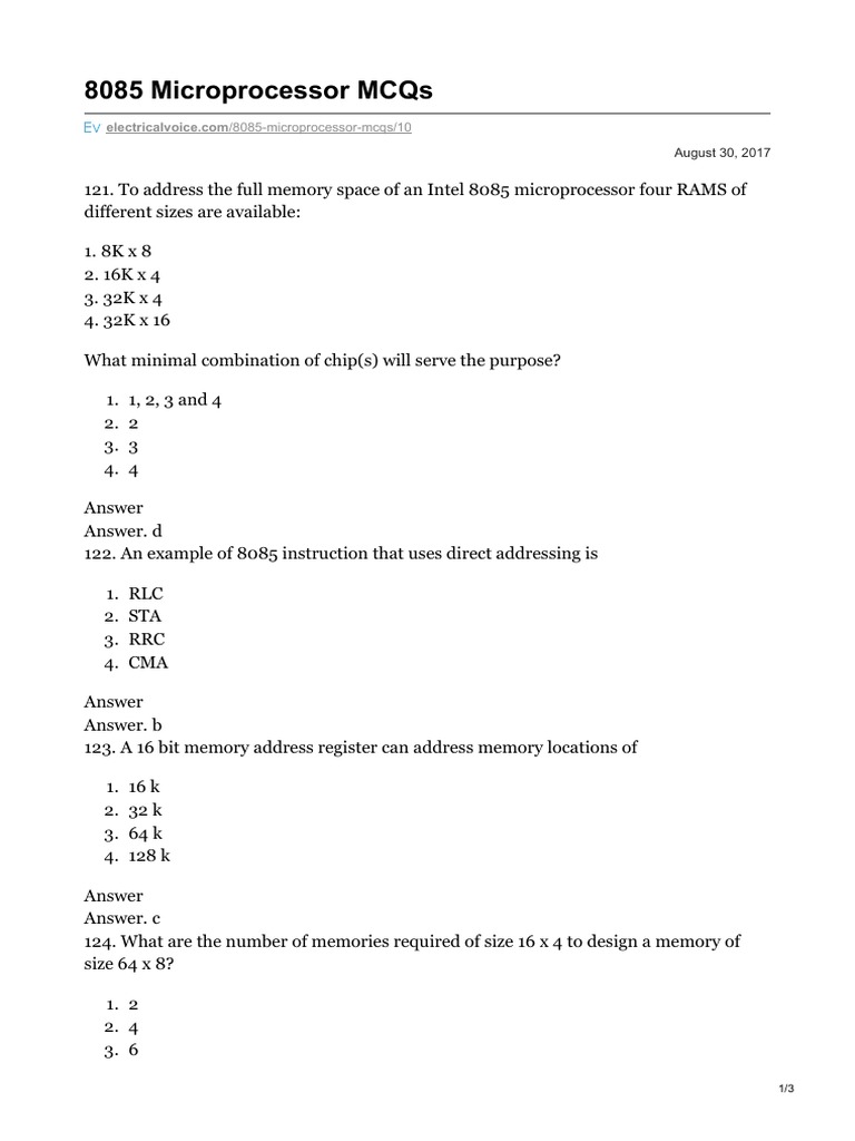 Elecom-8085 Mic MCQs | PDF
