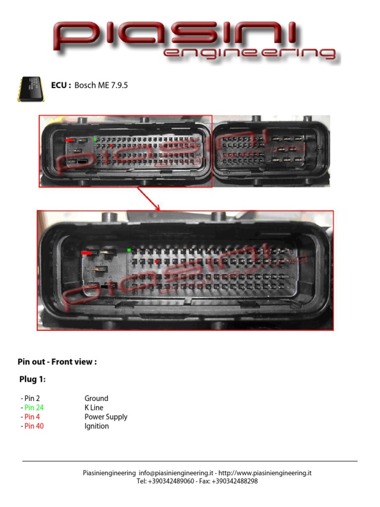 Pinout diagram and connection information for the Bosch ME 7.9.5 Engine ...