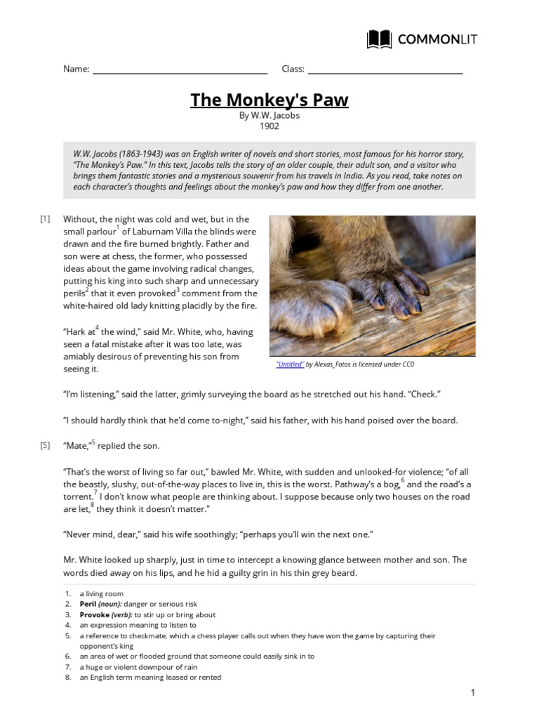 CommonLit - The Monkey's Paw PDF | PDF