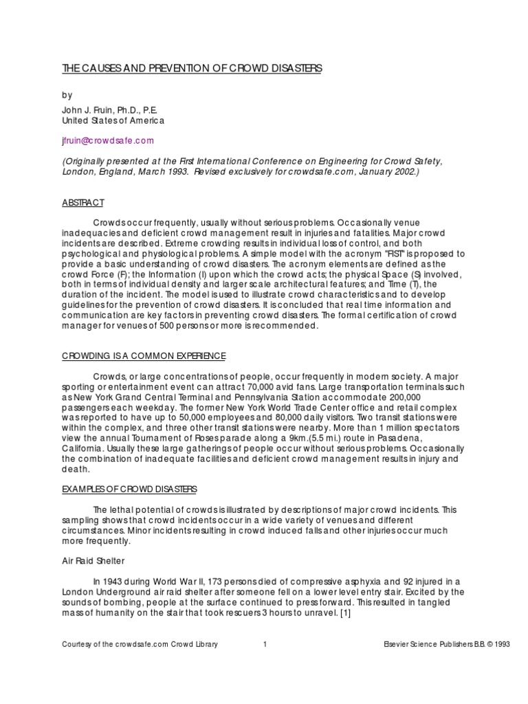 The Causes and Prevention of Crowd Disasters | PDF | Emergency | Escalator