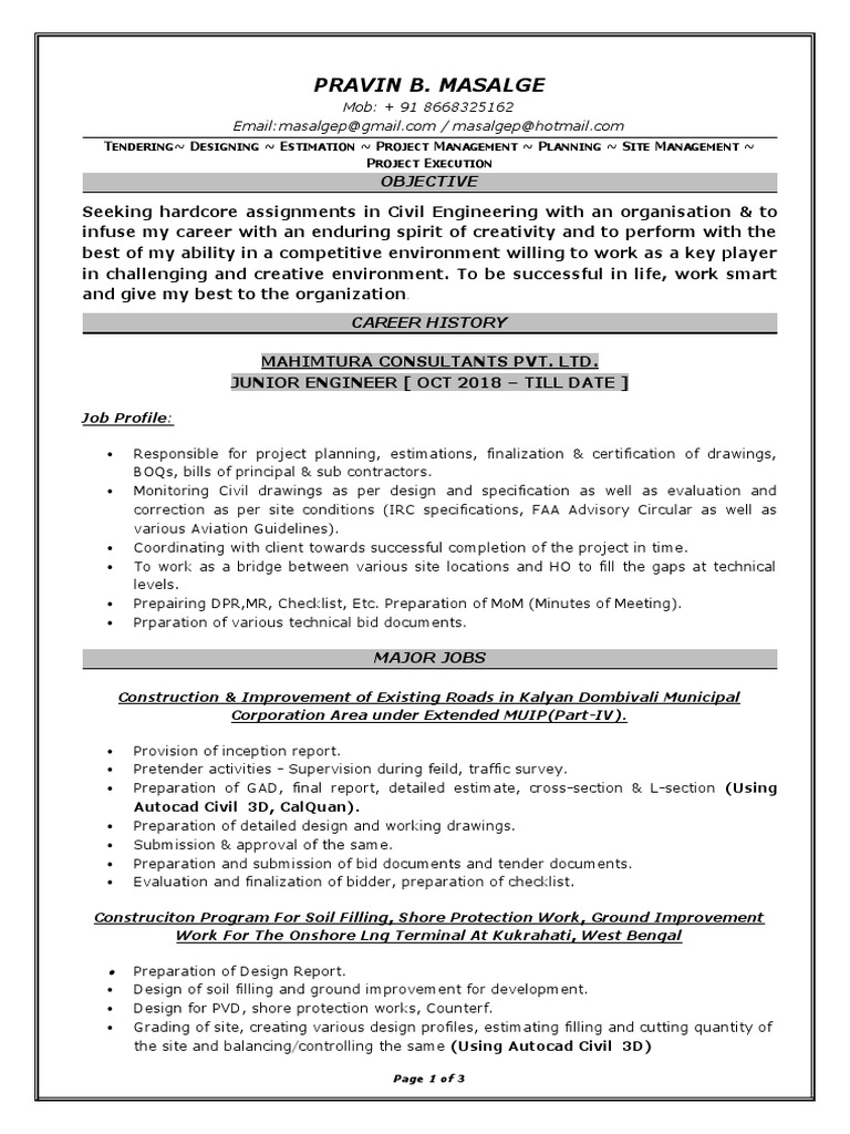 Pravin B. Masalge: Objective | PDF | Mumbai | Economic Sectors