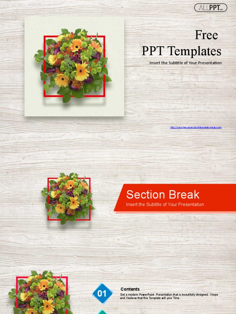 Flowers Red Frame PowerPoint Templates | PDF