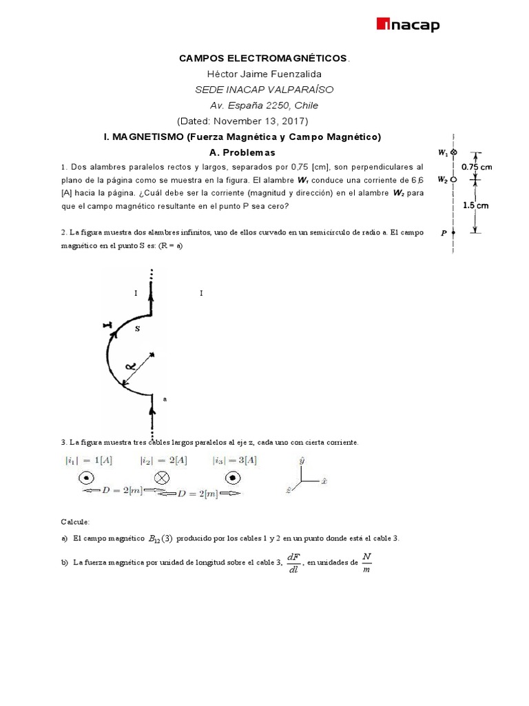Guía Magnetostática 2018 | PDF | Campo magnético | Corriente eléctrica
