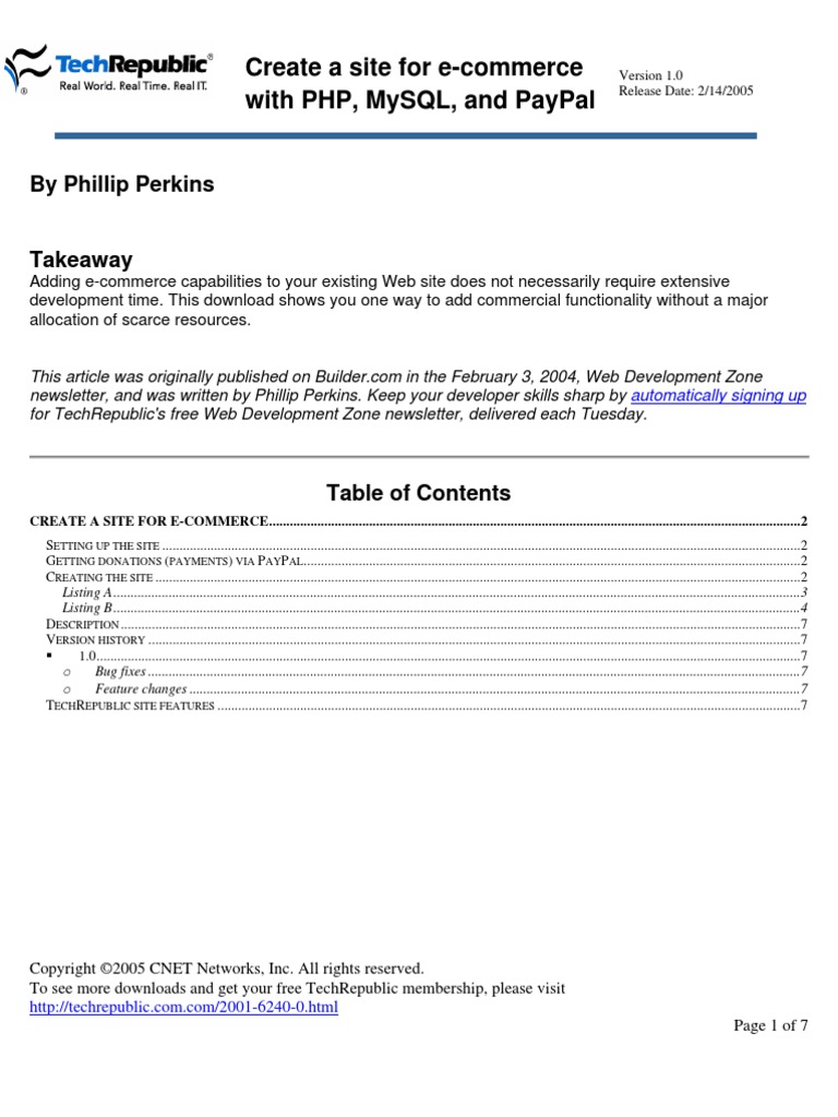 Create A Site For E-Commerce With PHP, Mysql, Paypal | PDF