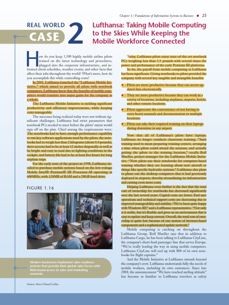 Case Study - Lufthansa PDF | PDF | Laptop | Internet Access