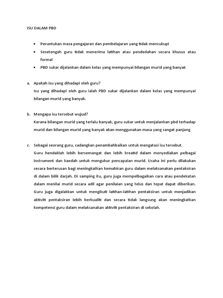 Isu Dalam PBD (Tutorial) | PDF