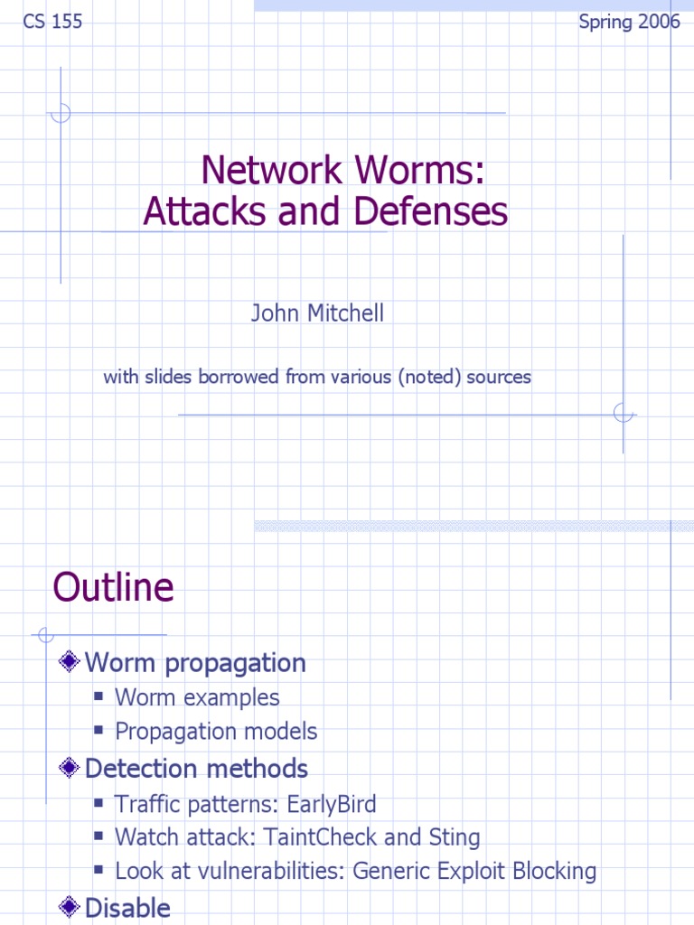 Network Worms: Attacks and Defenses: John Mitchell | PDF | Computer ...