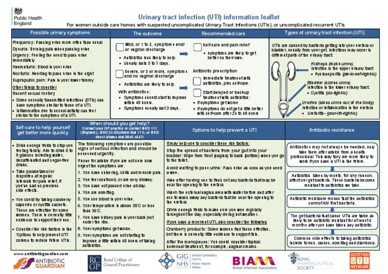 UTI Leaflet V16 PDF | PDF | Urinary Tract Infection | Diseases And ...