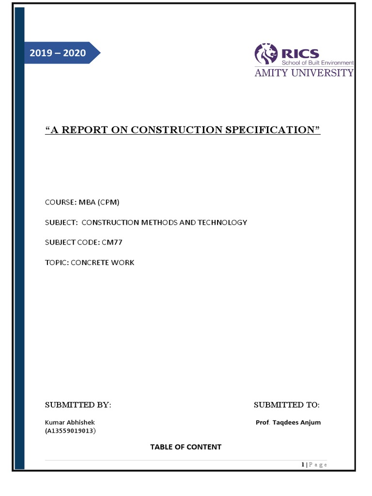 Construction Specification Report | Download Free PDF | Construction ...