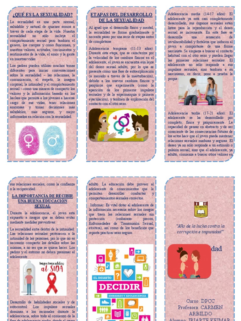 Triptico Sexualidad 1 | PDF | La sexualidad humana | Adolescencia