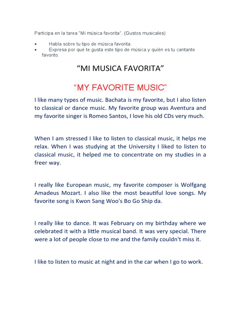 "Mi Musica Favorita": "My Favorite Music" | PDF
