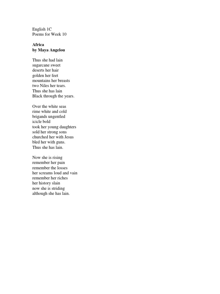 Africa By Maya Angelou Pdf – Africa (Maya Angelou poem) Summary and ...