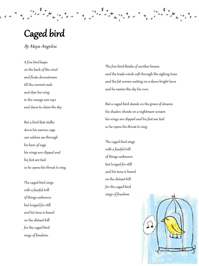 Caged Bird by Maya Angelou Text | Download Free PDF | Poetry