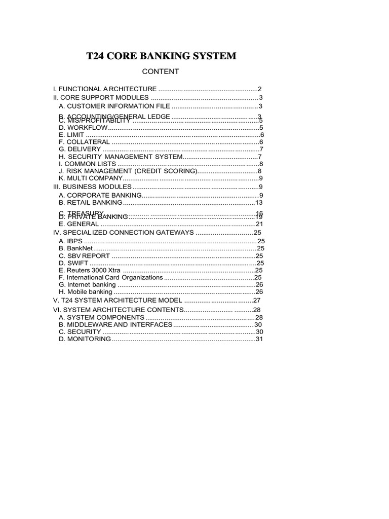 Overview of T24 Core Banking System | PDF | Databases | Transport Layer ...