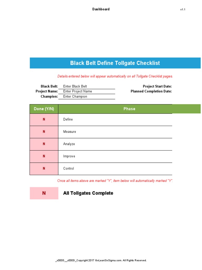 Black Belt Tollgate Checklist BBv1.1 | PDF | Hypothesis | Data Analysis