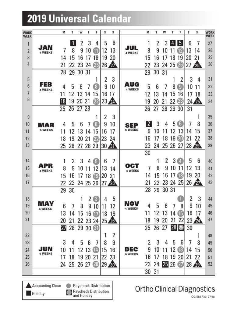 2019 Universal Calendar | PDF