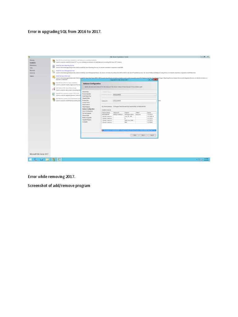Error in Upgrading SQL From 2016 To 2017 | PDF | Microsoft Sql Server ...