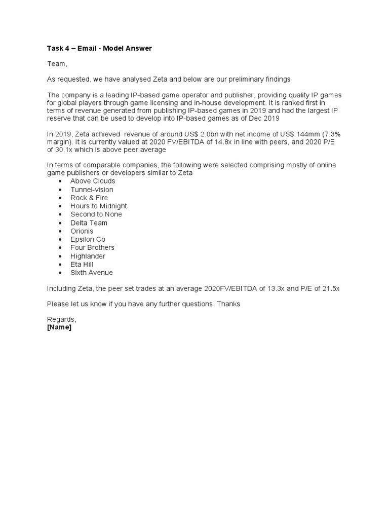 Task 4 - Email Model Answer | PDF