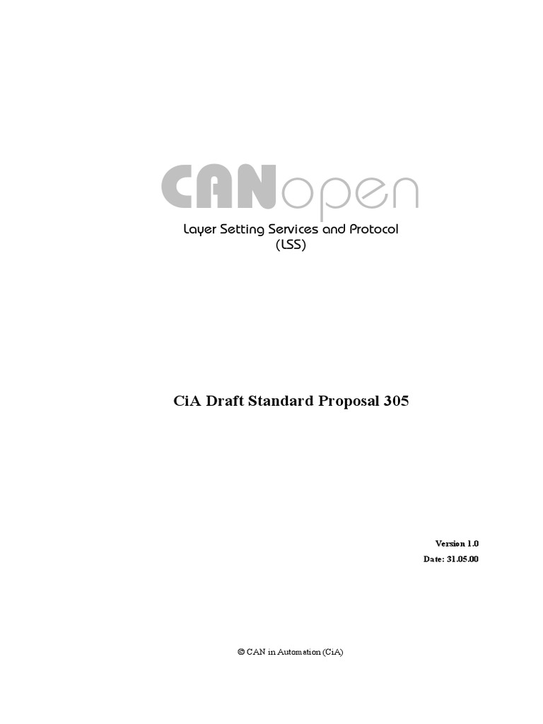 Canopen: Cia Draft Standard Proposal 305 | PDF | Networking Standards | Computer Network