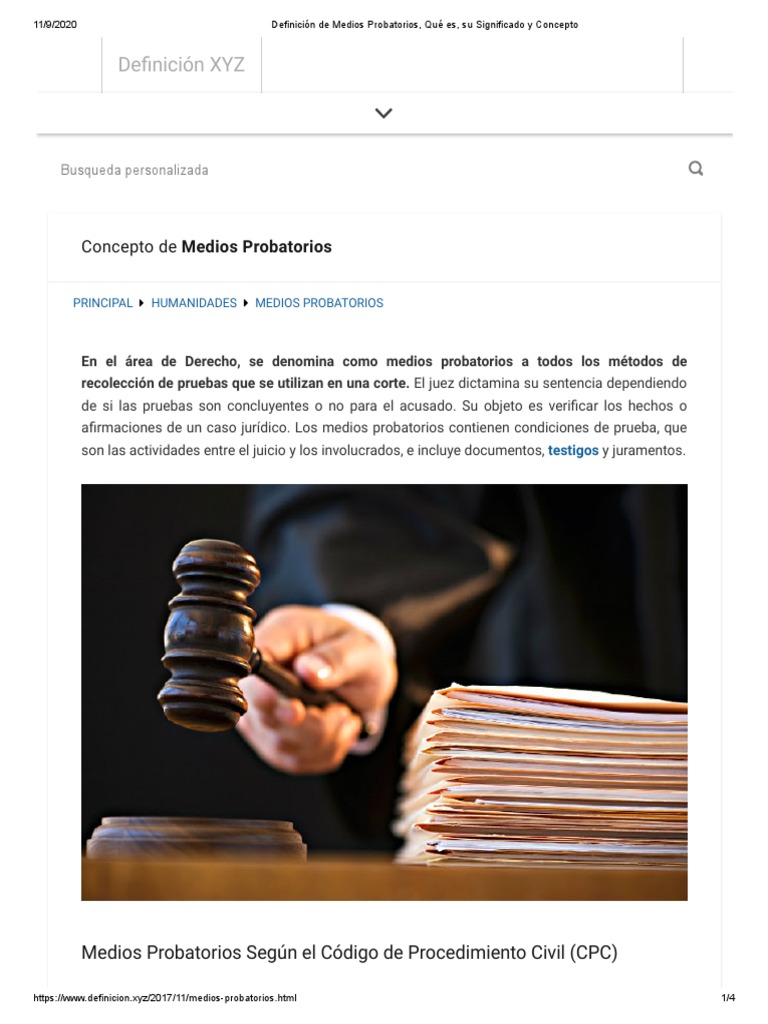 Definición de Medios Probatorios, Qué Es, Su Significado y Concepto ...