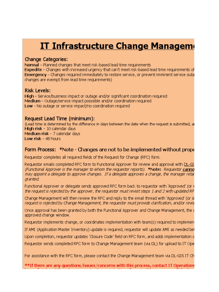 IT Infrastructure Change Management Guidelines | PDF | Microsoft Sql ...
