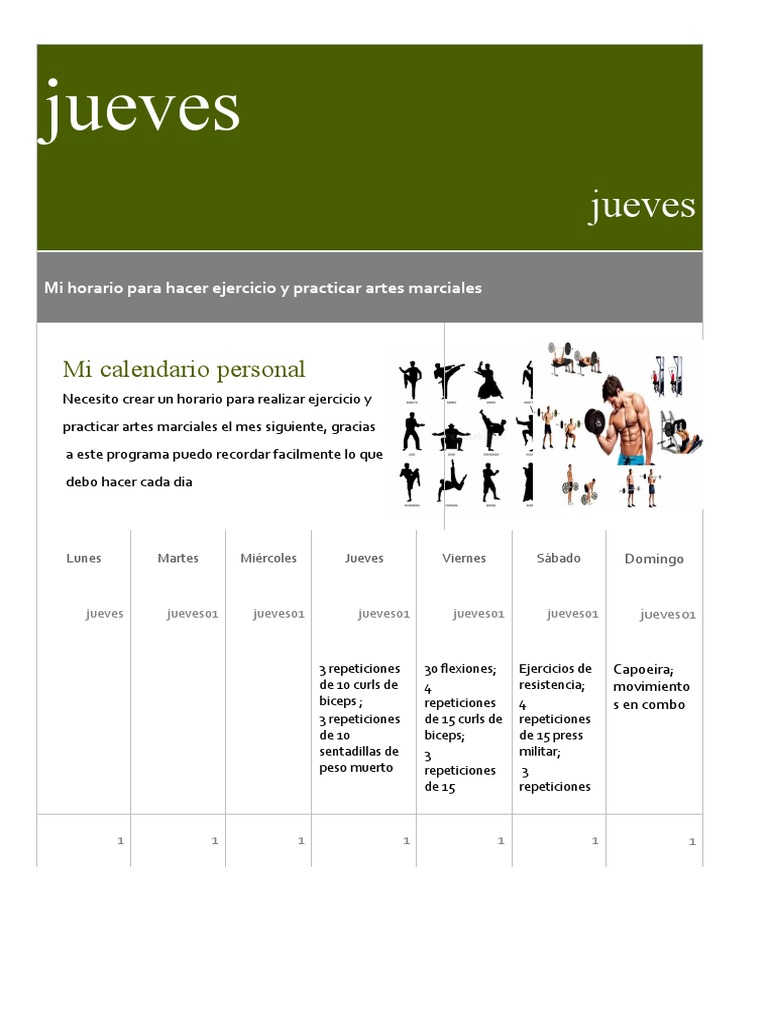 Calendario Ejercicios | PDF | Ejercicio físico | Deportes individuales